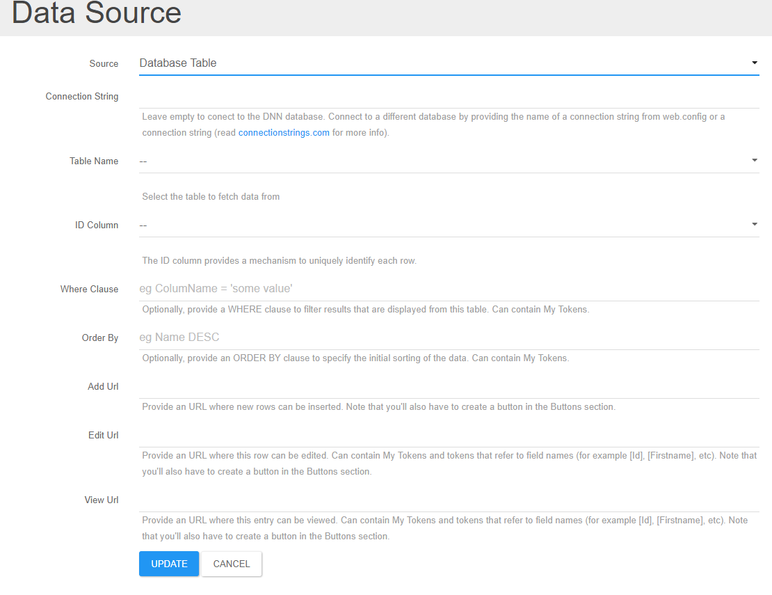 Data source fields | DNN Sharp Documentation Center